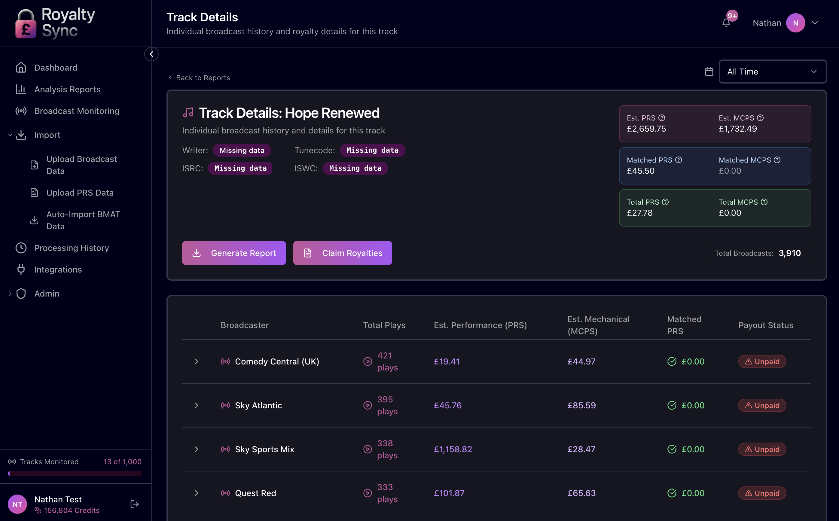 Royalty Sync - Track every play. Unlock every missing royalty.